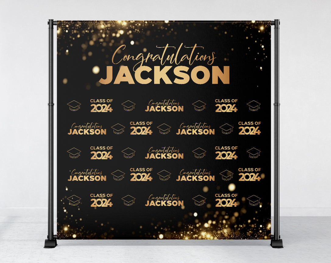 Graduation Backdrop Gold Glitter – Kybu Special Moments, Printing ...